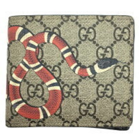 Gucci | Bags | Gucci Gg Supreme Snake Bifold Wallet King Beige | Poshmark